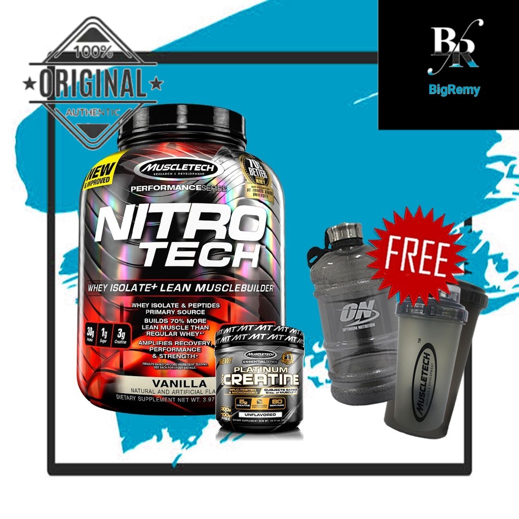 COMBO MUSCLETECH NITROTECH WHEY ISOLATE 3.97 LBS + CREATINE PLATINUM UNFLAVORED | Shopee Malaysia