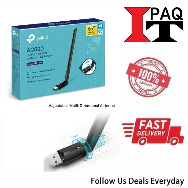 TP Link Archer T2U Plus AC600 High Gain Wireless Dual Band USB Adapter ...