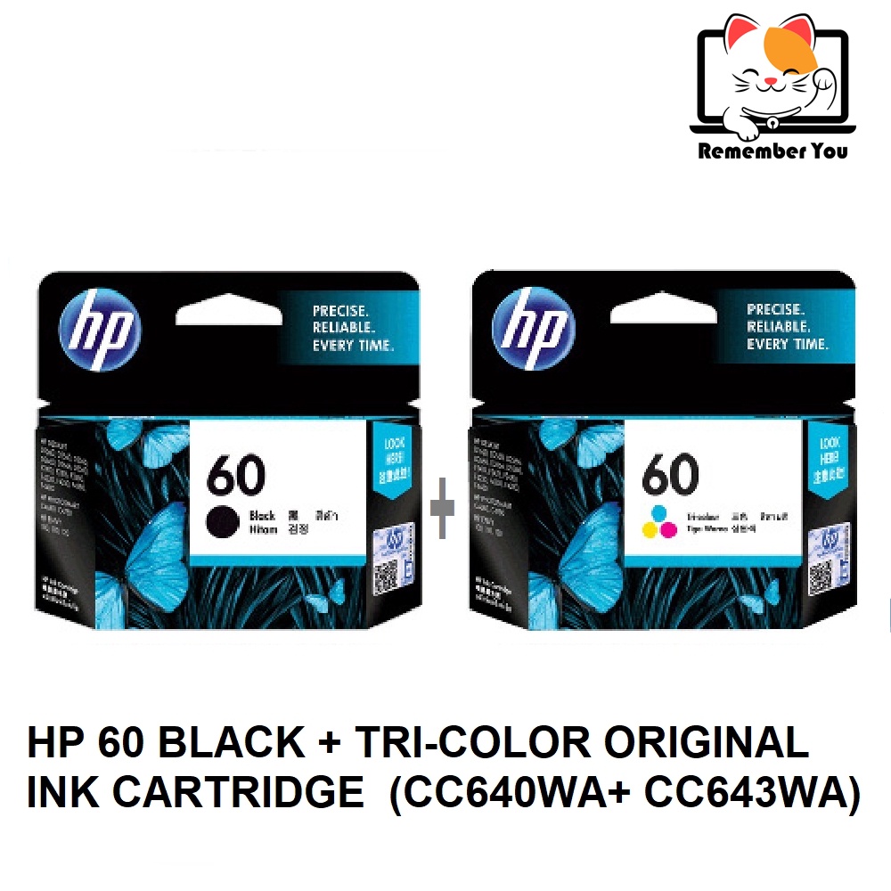 HP 60 Black + 60 Tri-Color Original Ink Cartridge D1660 D2460 D2560 ...