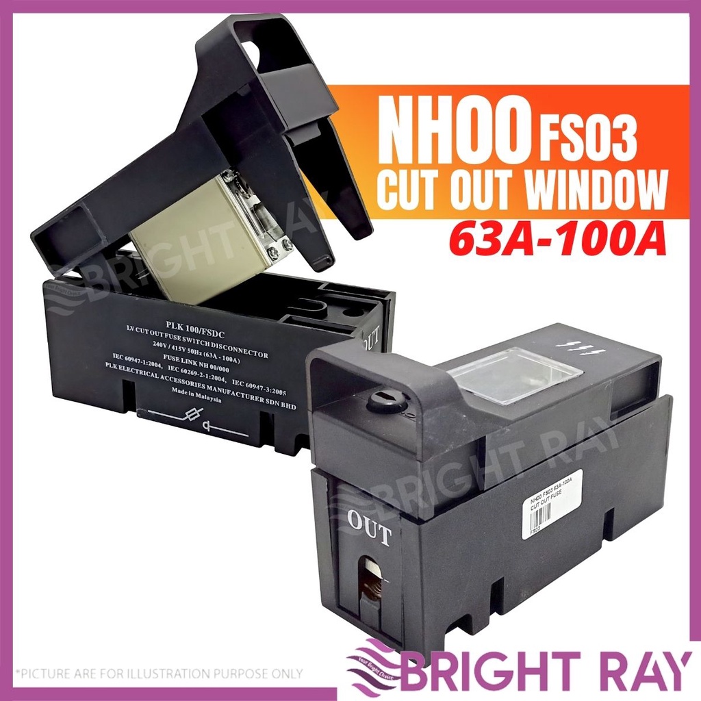 (TNB) NH00 FS03 63A-100A Cut Out Fuse Switch Disconnector Complete Set ...