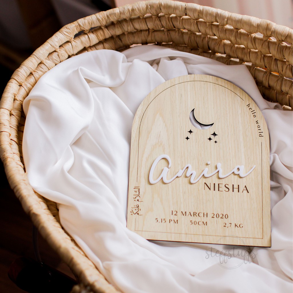 Amira BIODATA PLAQUE | Baby Biodata Board Birth Gift Baby Wooden Board ...