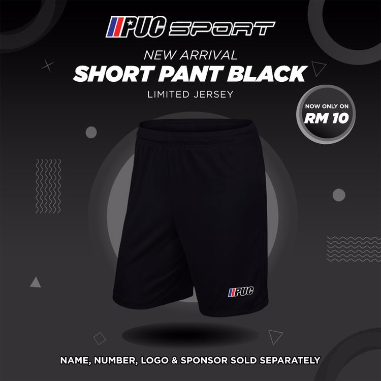 PUC SPORT BLACK SHORTPANT ORIGNAL | Shopee Malaysia