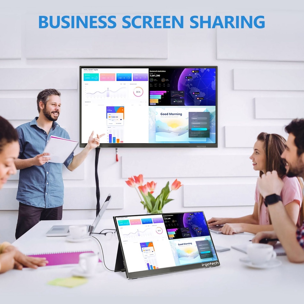 IRGOTECH Portable Monitor 2K USB C Computer Display IPS HDR FreeSync ...