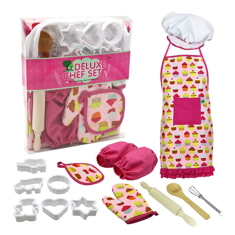 Set Apron Budak Kids Chef Complete Set Kitchen Gift Playset With Apron ...