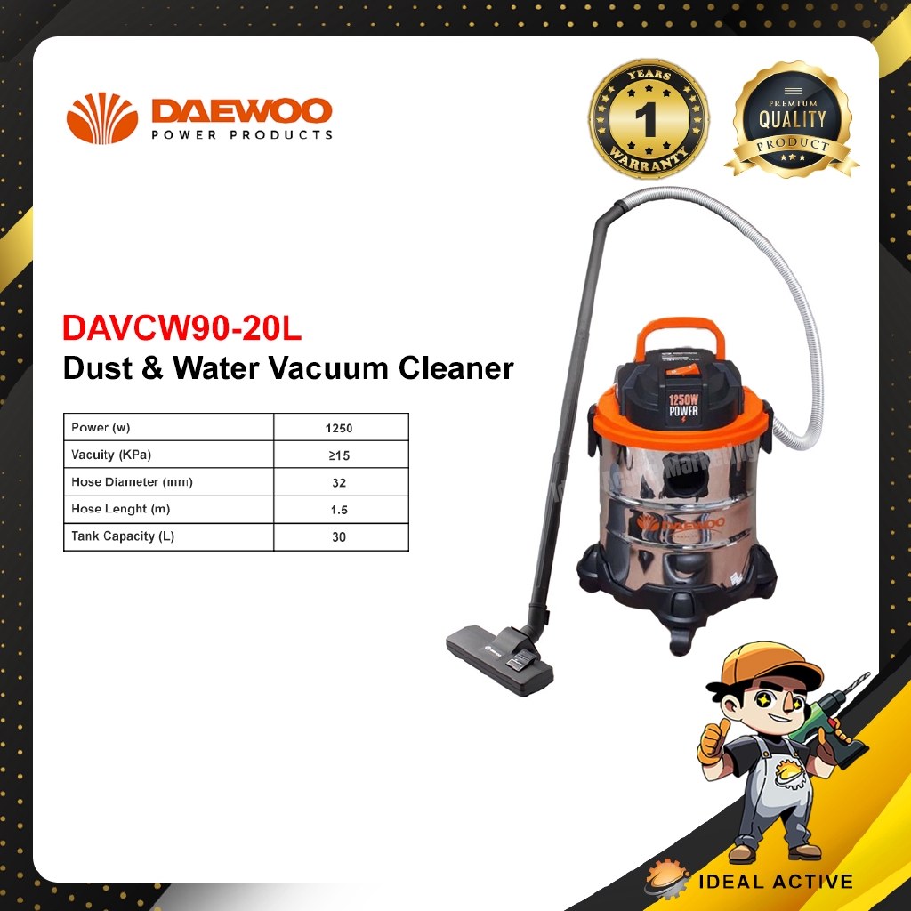 Daewoo Wet & Dry Vacuum Cleaner 1250W DAVC90-20L | Shopee Malaysia