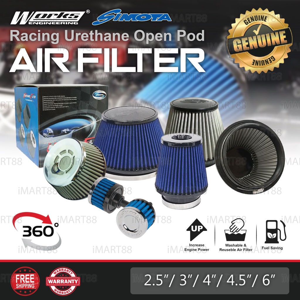 WORKS ENGINEERING SIMOTA Air Filter 2.5"-6" Non Woven Fabric Stainless Steel Mini Open Pod Port ...