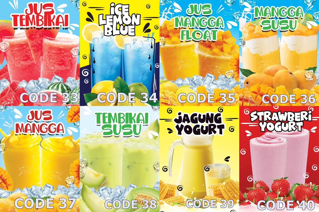 Sticker Air Balang Stiker Jus Buah Kelapa Teh Ais Green Tea Label ...