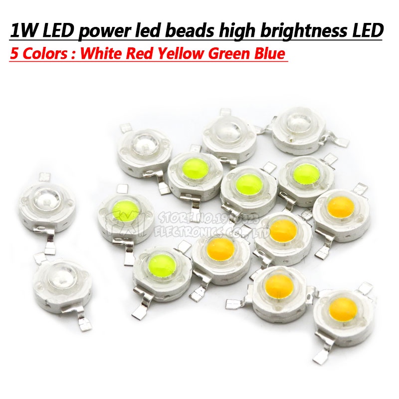 10PCS 1W LED White Red Yellow Green Blue 5 Colors high power led beads ...
