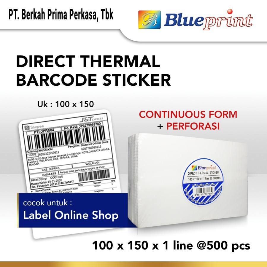 Direct THERMAL STICKER LABEL ONLINE SHOP BLUEPRINT 100mm X 150mm 500 ...