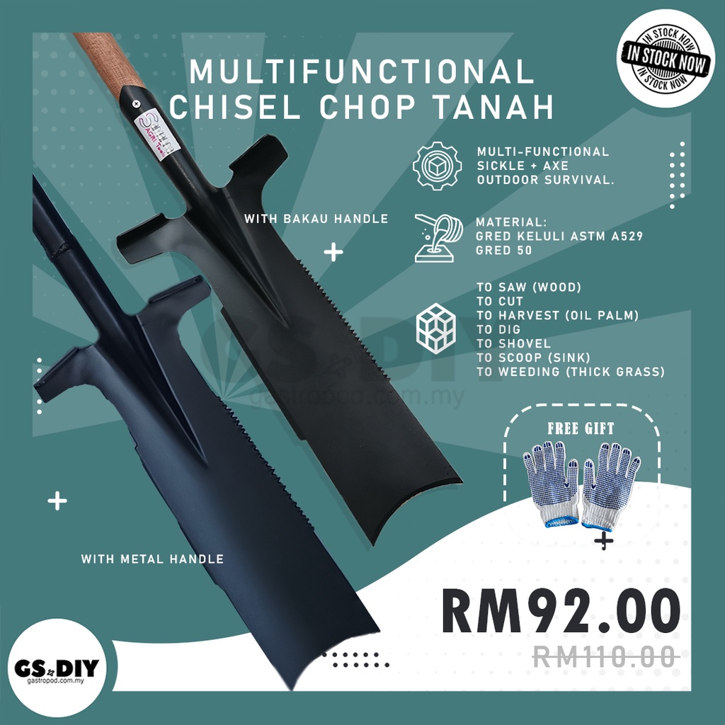 7-in-1 Function Chisel Chop Tanah Multifunction Saw Cangkul Rumput ⚜️ ...