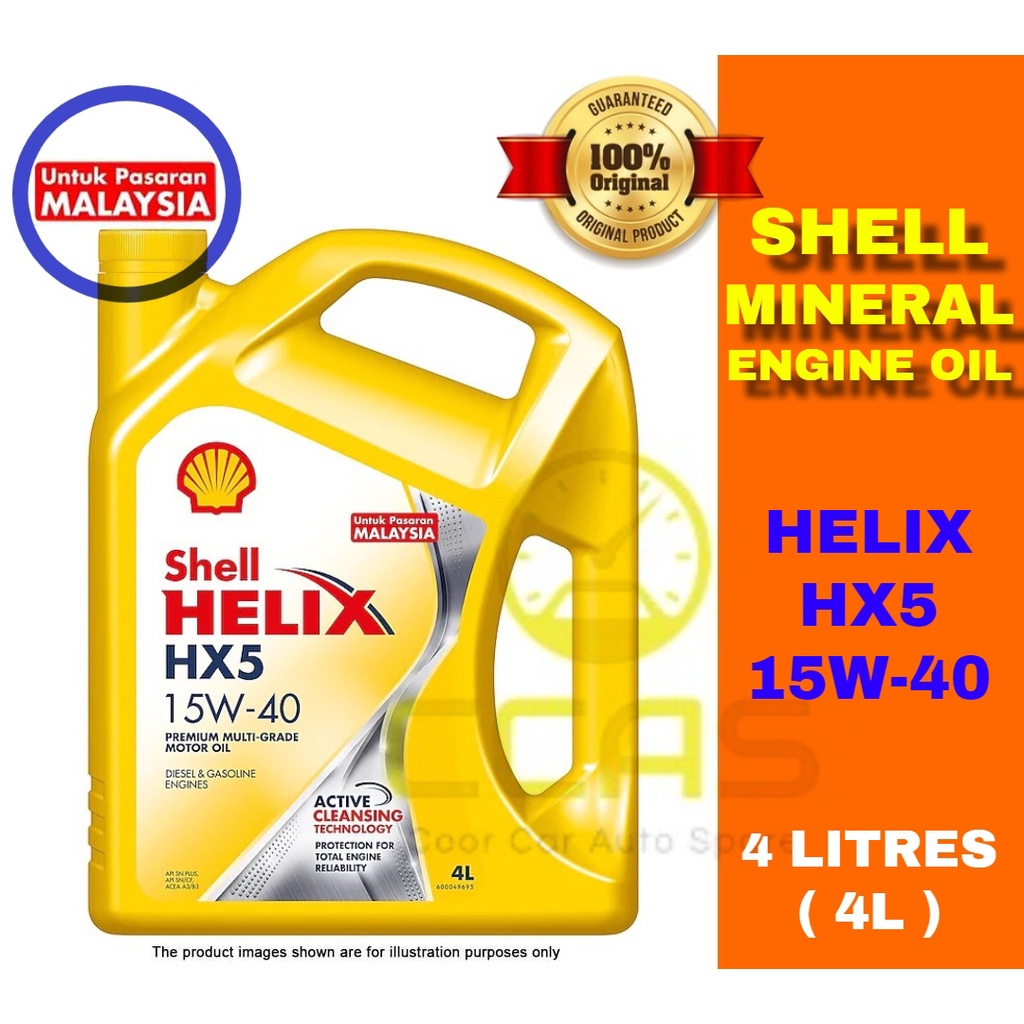 100% ORIGINAL Shell Helix HX5 15W40 4L (Untuk Pasaran Malaysia) Premium Multi-Grand Mineral ...