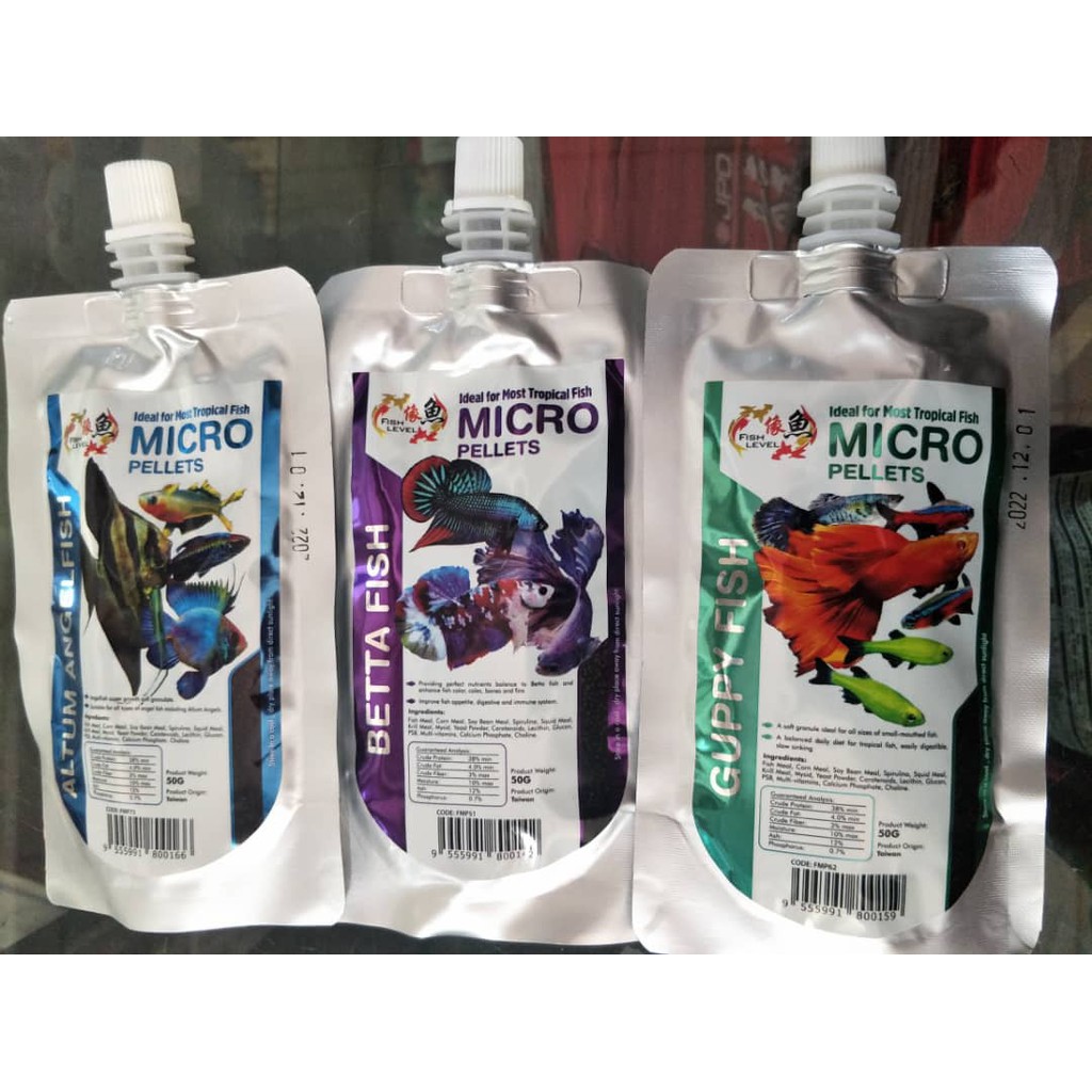 FISH LEVEL - Micro Pellets Fish Food 50g (Altum Angel/Guppy/Betta ...