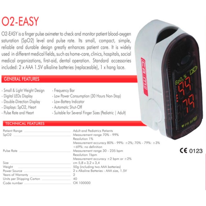 CAMI Finger Pulse Oximeter O2 - Easy (MDA Certified) | Shopee Malaysia