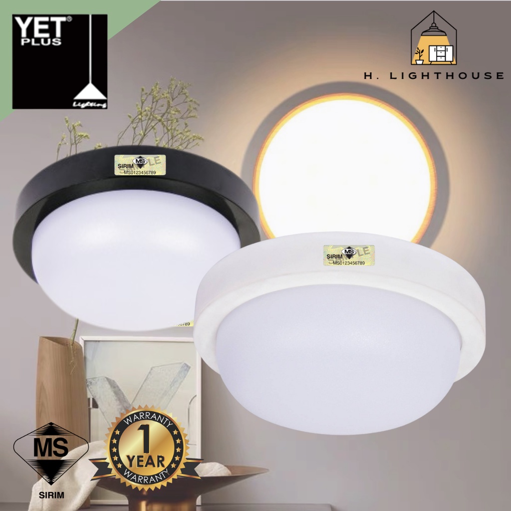 YETPLUS 8072 LED Ceiling Surface Bulkhead Round White Black with ...