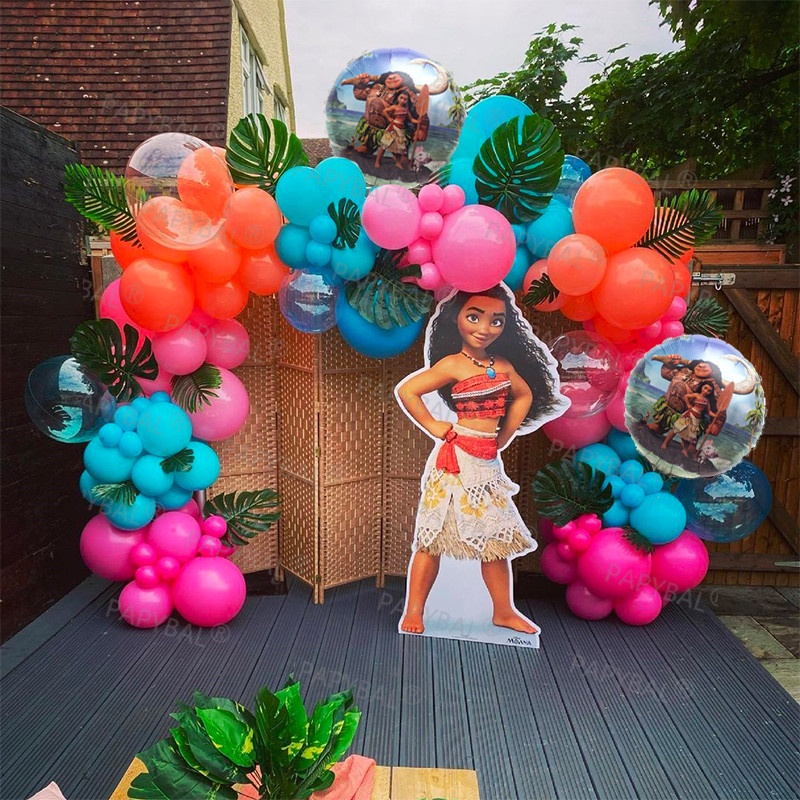 1set Disney Moana Balloons Garland Arch Kit Wild 1 Birthday Latex Foil ...