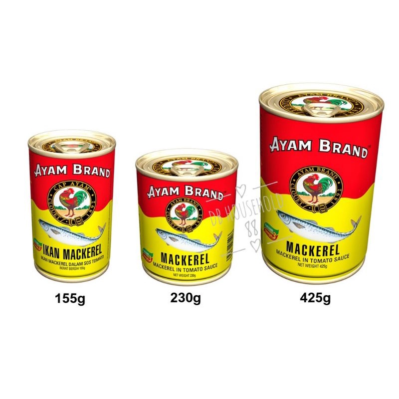 [Ayam Brand] Mackerel in Tomato Sauce (155g/230g/425g) | Shopee Malaysia