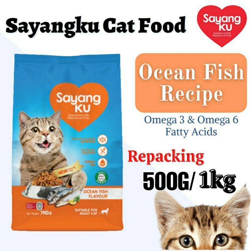 Sayangku cat food original repack 500g &1kg makanan kucing sayangku ...