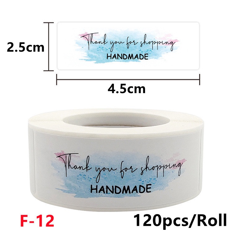 🇲🇾 7.5cm 120pcs Roll Kraft Paper Thank You Sticker Label TQ Stickers ...