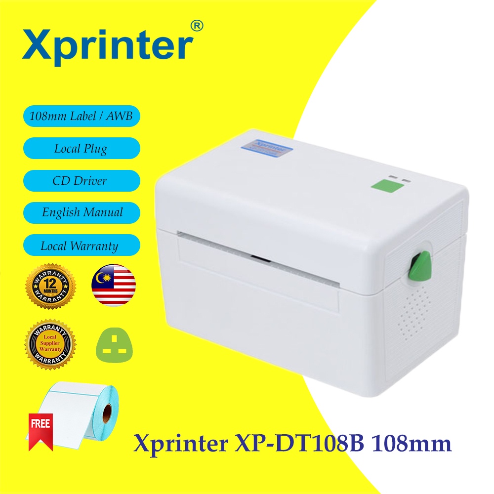 XPrinter XP-DT108B Thermal Shipping Air Waybill AWB & Barcode Label 108mm - Free Label A6 + OTG ...