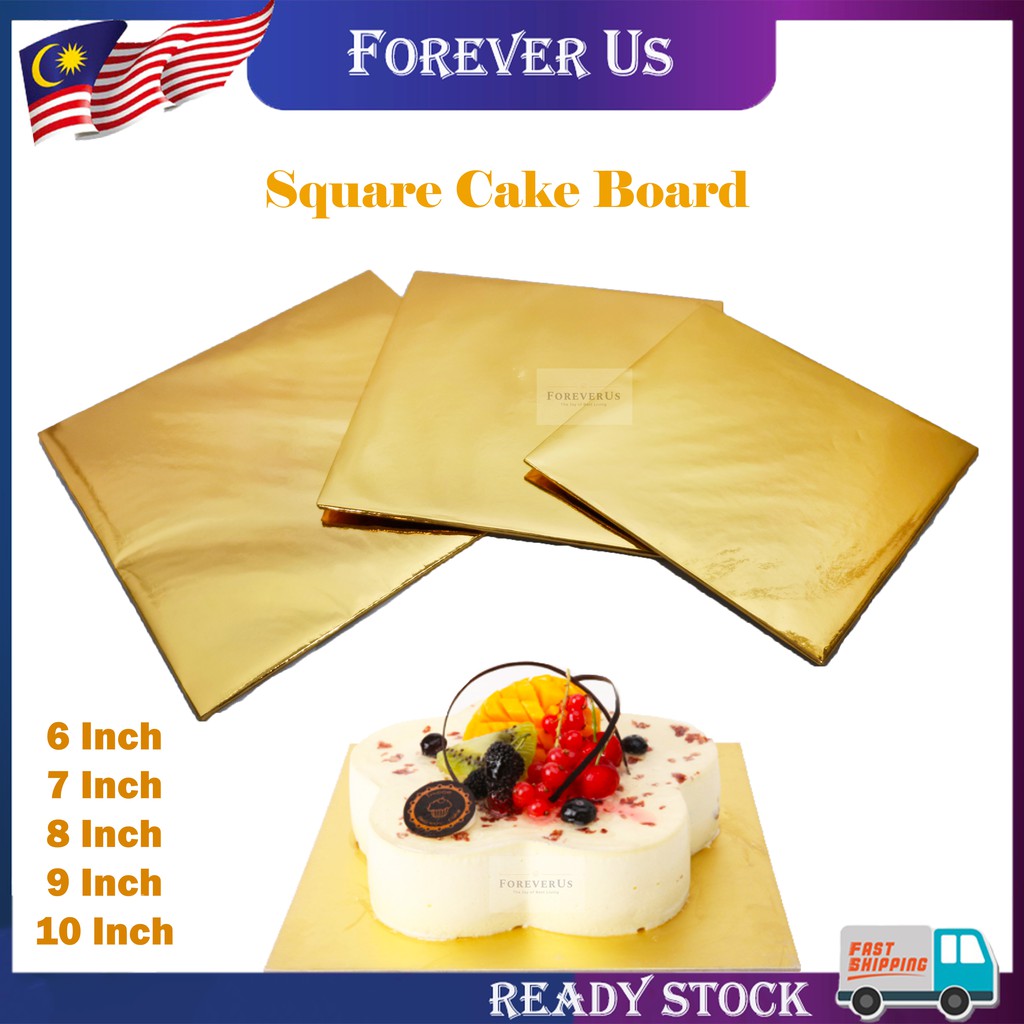 Square Cake Board / Papan Kek Empat Segi - GOLD (6/7/8/9/10 Inch ...