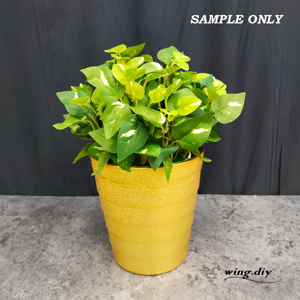 [READY STOCK] ARTIFICIAL GOLD PLASTIC POT WITH HOLE (S SIZE) / PASU ...