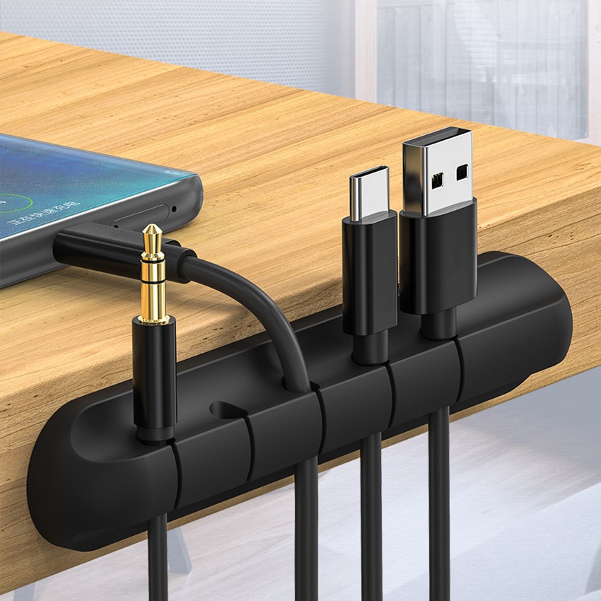 3/5/7Clips Cable Organizer Silicone USB Cable Winder Desktop Tidy Management Clips Cable Holder ...