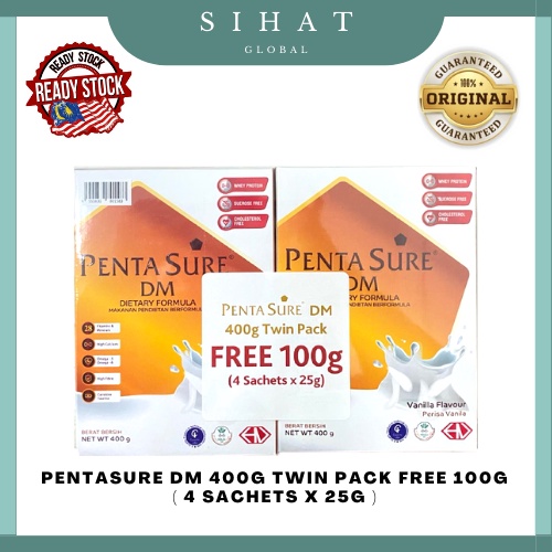PENTASURE DM 400G+400G TWIN PACK FREE 100G ( 4 SACHETS X 25G EXP3/22 ...