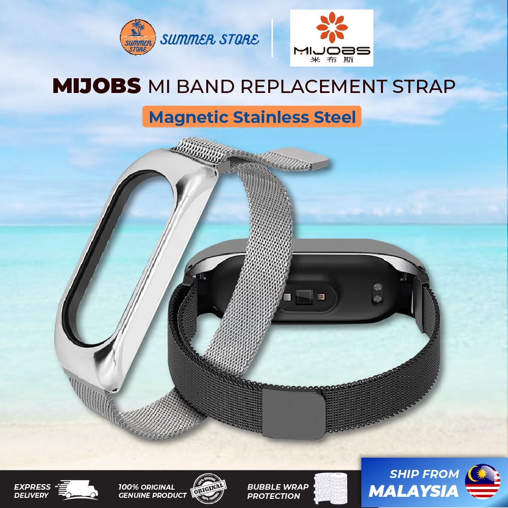 Mijobs Straps For Xiaomi MI Band 7/6/5/4/3 Replacement Strap Metal ...
