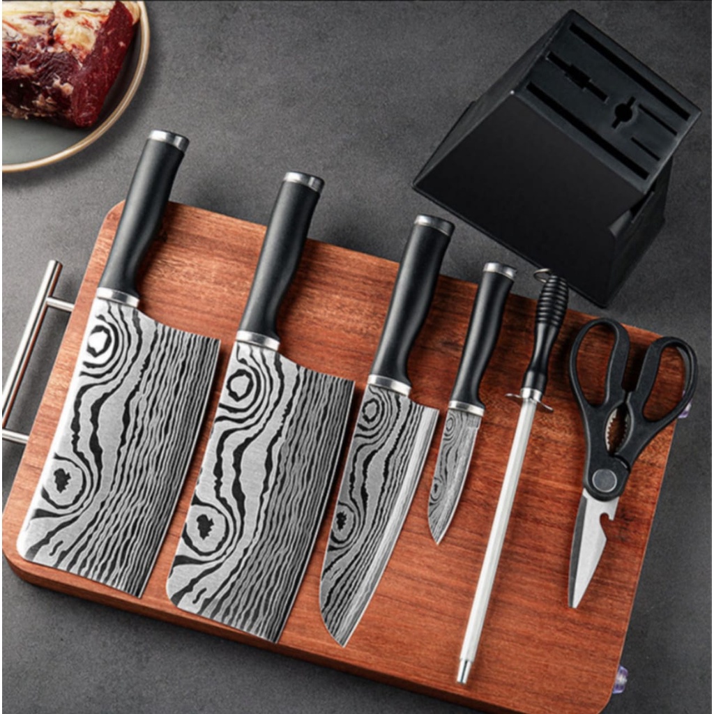 Kicthen Set Dapur Knife Pisau Chopper Cleaver Chef Knife Scissors ...