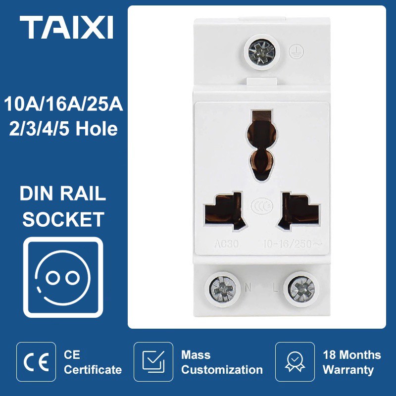 AC30 35mm Din Rail Mount Modular socket 2 3 Pins modularized Plug Single Phase 10A 16A 25A AC ...