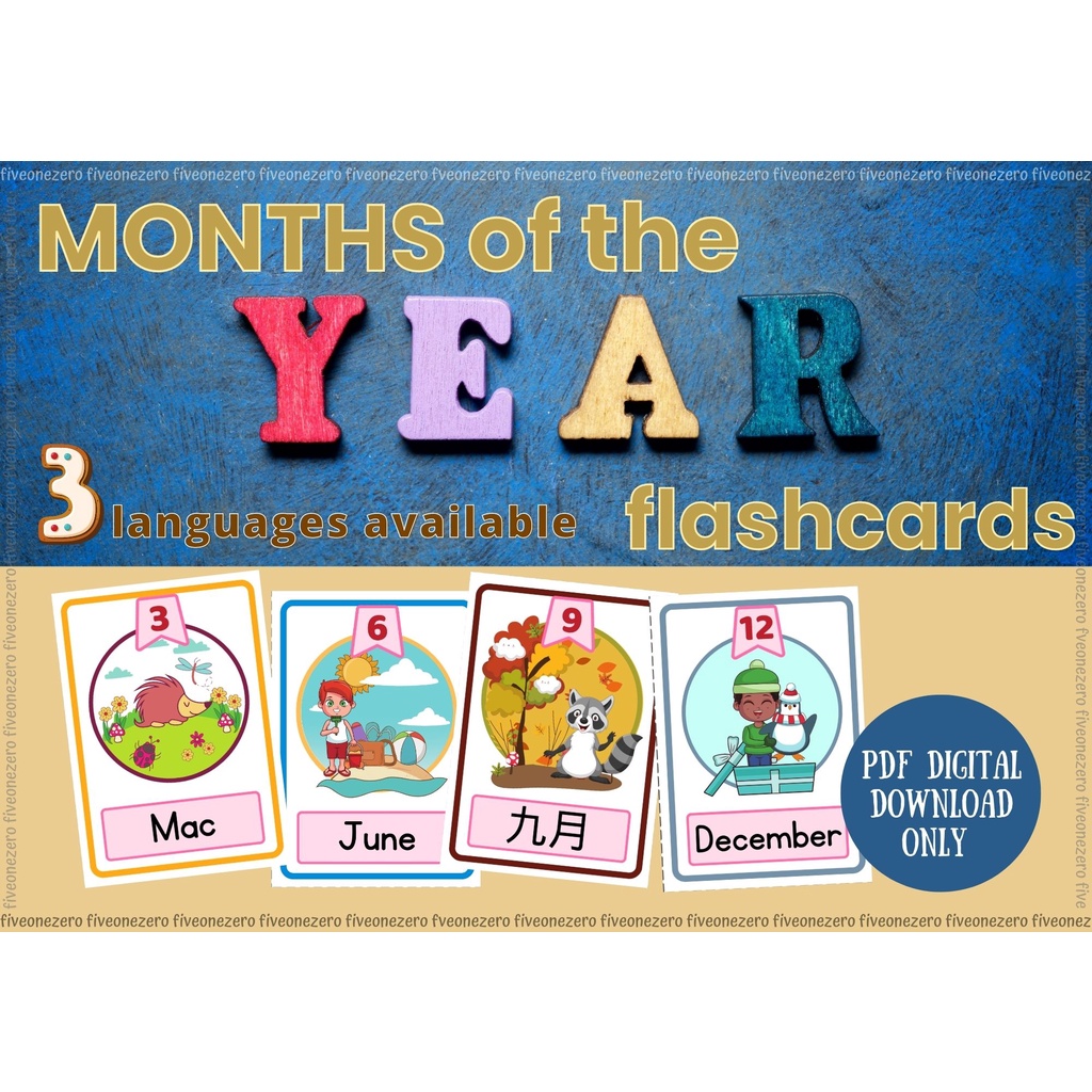 [PDF Softcopy] Kad Imbas Bulan dalam setahun; Printable Months of the ...