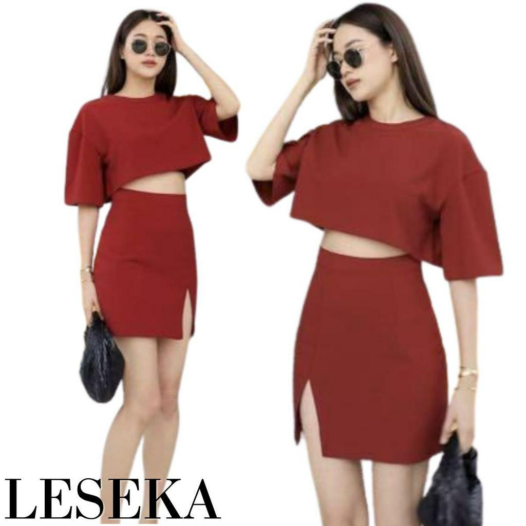 LESEKA Pauleen Korean Terno Skirt For Womens Knitted Fabric Fit Small ...