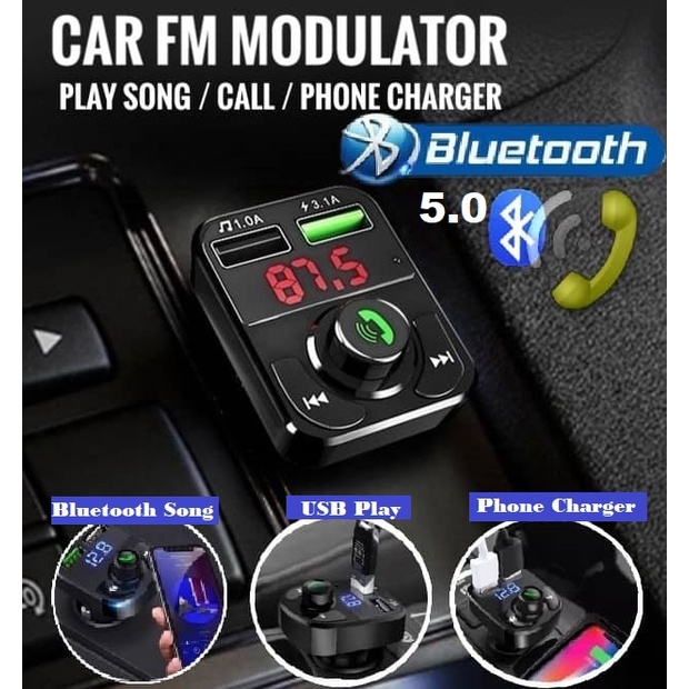 Car Bluetooth Adapter Transmitter USB Fm Modulator Music Receiver ...