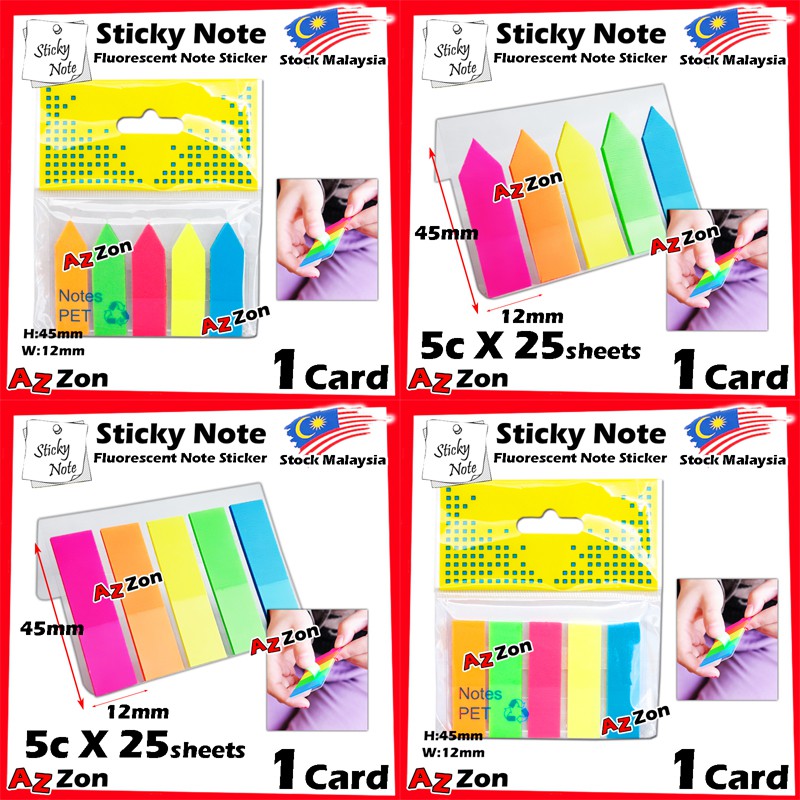 Sticky Note Memo Pad Fluorescent Note Sticker Post It Sign Here Sticky ...