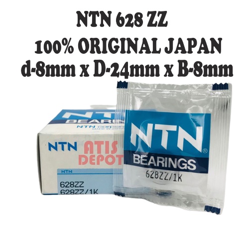NTN 628 ZZ ( 8 x 24 x 8 ) 100% AUTHENTIC Shielded Type Deep Groove Ball ...