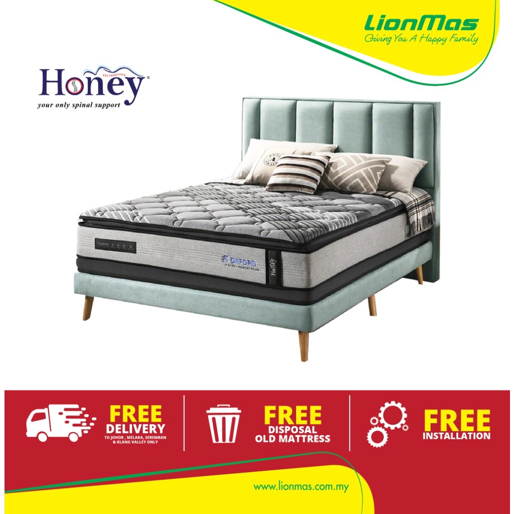 Honey Oxford Mattress/Thickness 14″/Spinal Support/Memory Foam/Natural ...