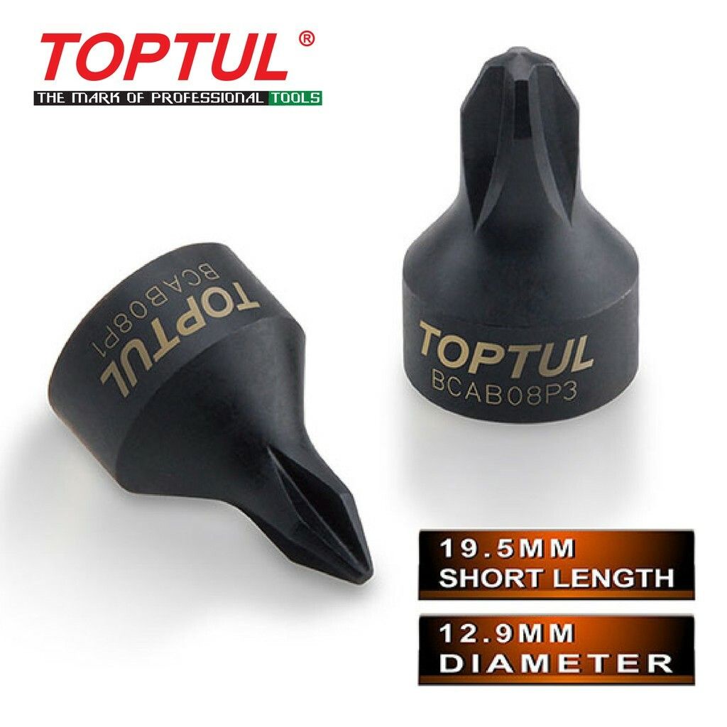 TOPTUL 1/4"DR. One-Piece Stubby Phillips Bit Sockets BCAB Series ...