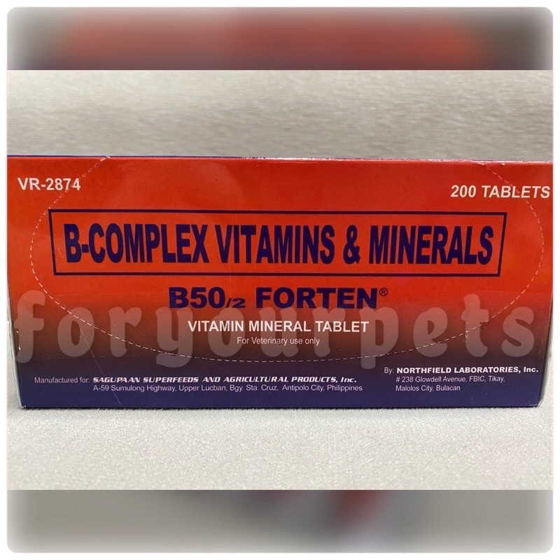 B-Complex Vitamins & Minerals - B50/2 Forten for gamefowl - 200 tablets ...