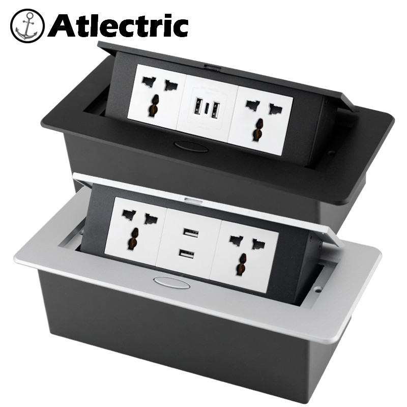 Atlectric Universal Plug Desktop Recessed Power Strip Socket Table ...