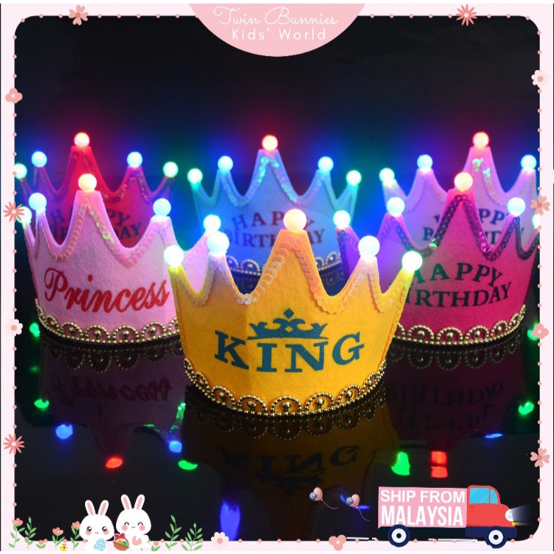 TB Kids LED Crown Happy Birthday Crown Adult Party Crown Princess Crown ...