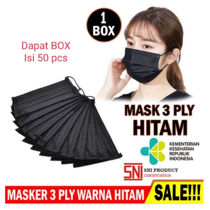 Black EARLOOP Mask / 3PLY BLACK Mouth Mask / BLACK Mouth Mask 3 PLY ...