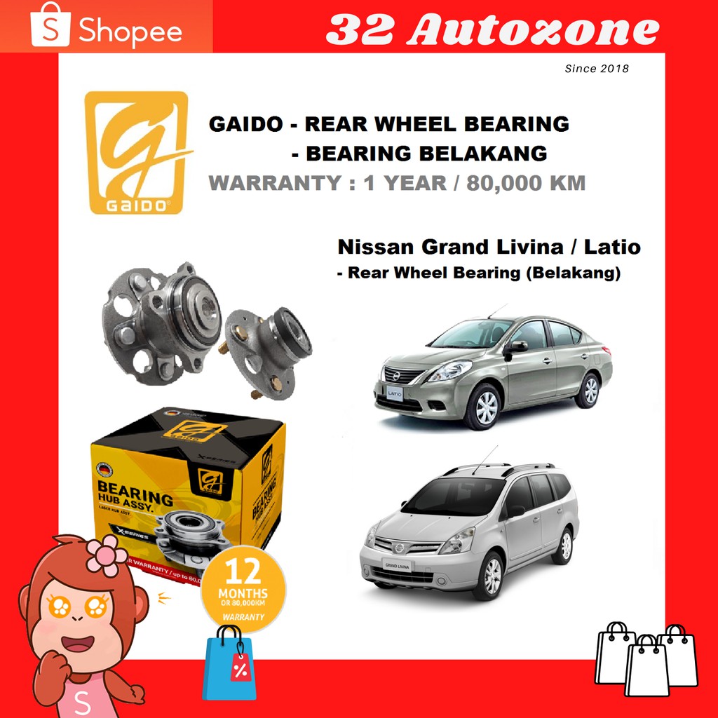 Gaido X-Series Rear Wheel Bearing Hub Belakang - Nissan Grand Livina ...