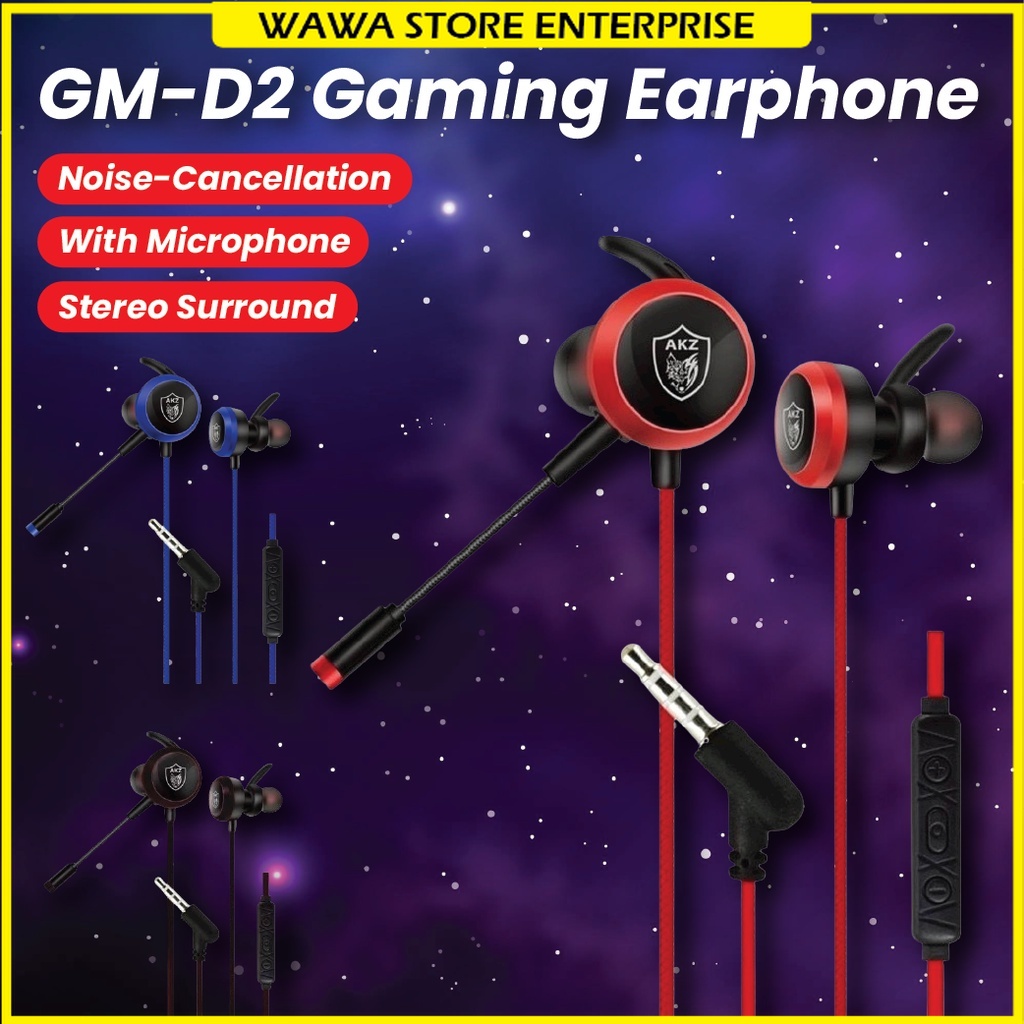 🔥Ready Stock🔥AKZ Professional GM-D2 Hi-Fi Hammerhead Pro In-Ear Microphone PUBG Gaming Stereo ...