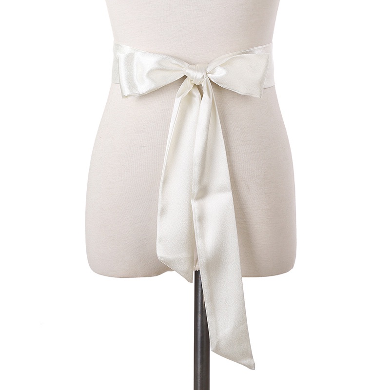 Silk Ribbon Pure Color Dress Chiffon Super Scarf Lady Bow Belt Super ...