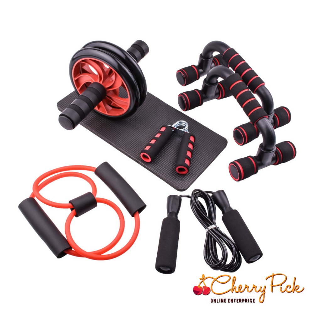 Home Gym Workout Set Exercise Equipment Ab Roller Push Up Hand Grip ...