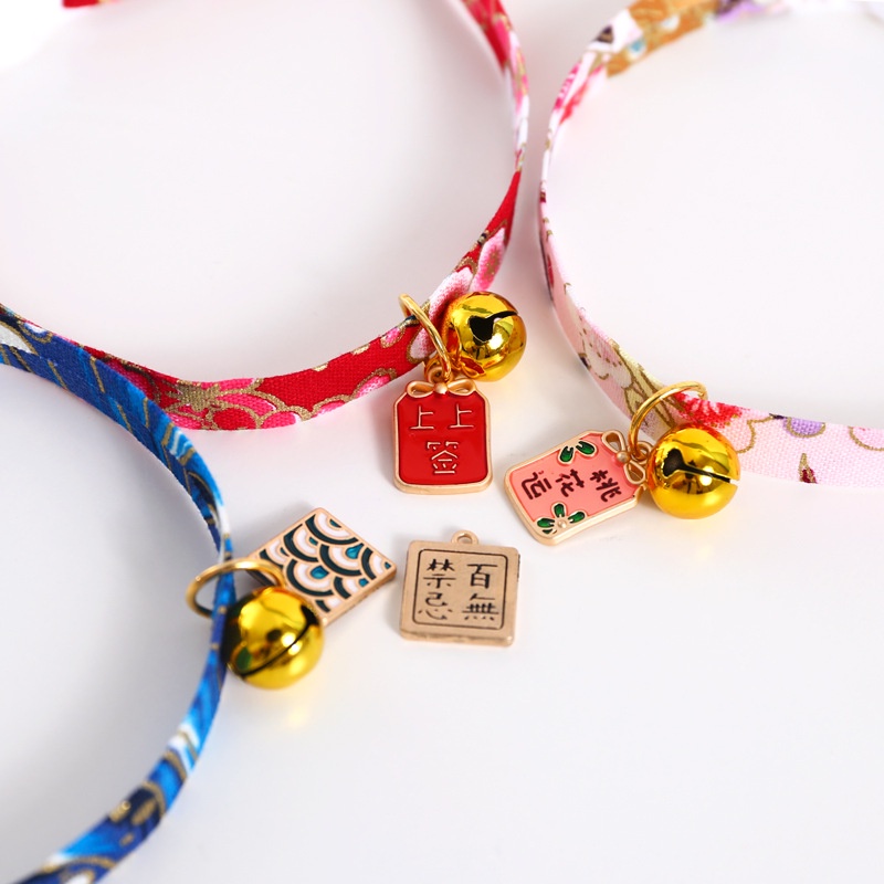 New Year Style Pet Embroidery Adjustable Bell Kitty Dog Japanese Style ...