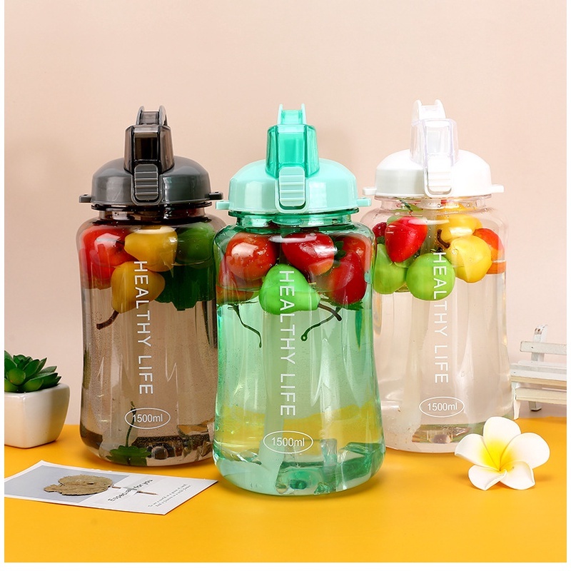 1500ML Water Bottle with Straw 1500ML Botol Air dengan Straw 带吸管水瓶 ...