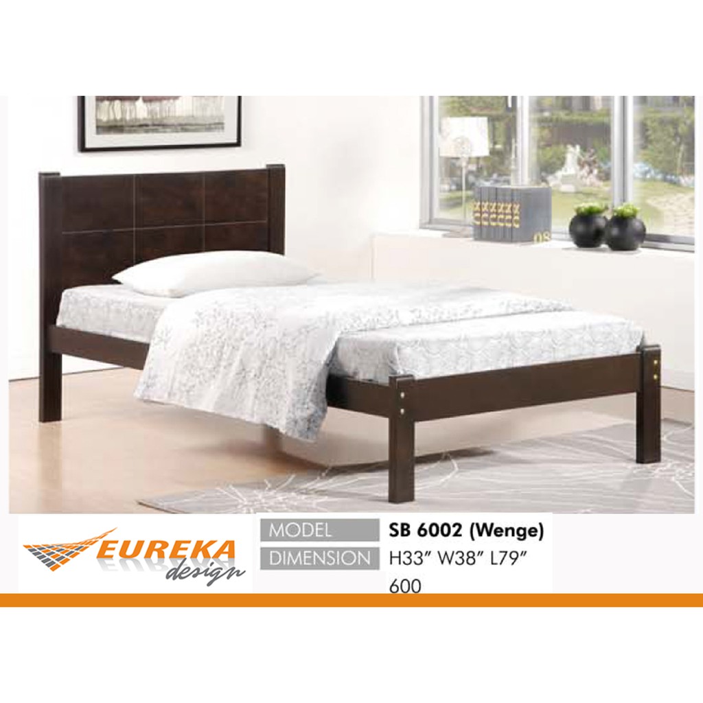 EUREKA DESIGN Single Wooden Bed / Katil Kayu Bujang (Delivery ...