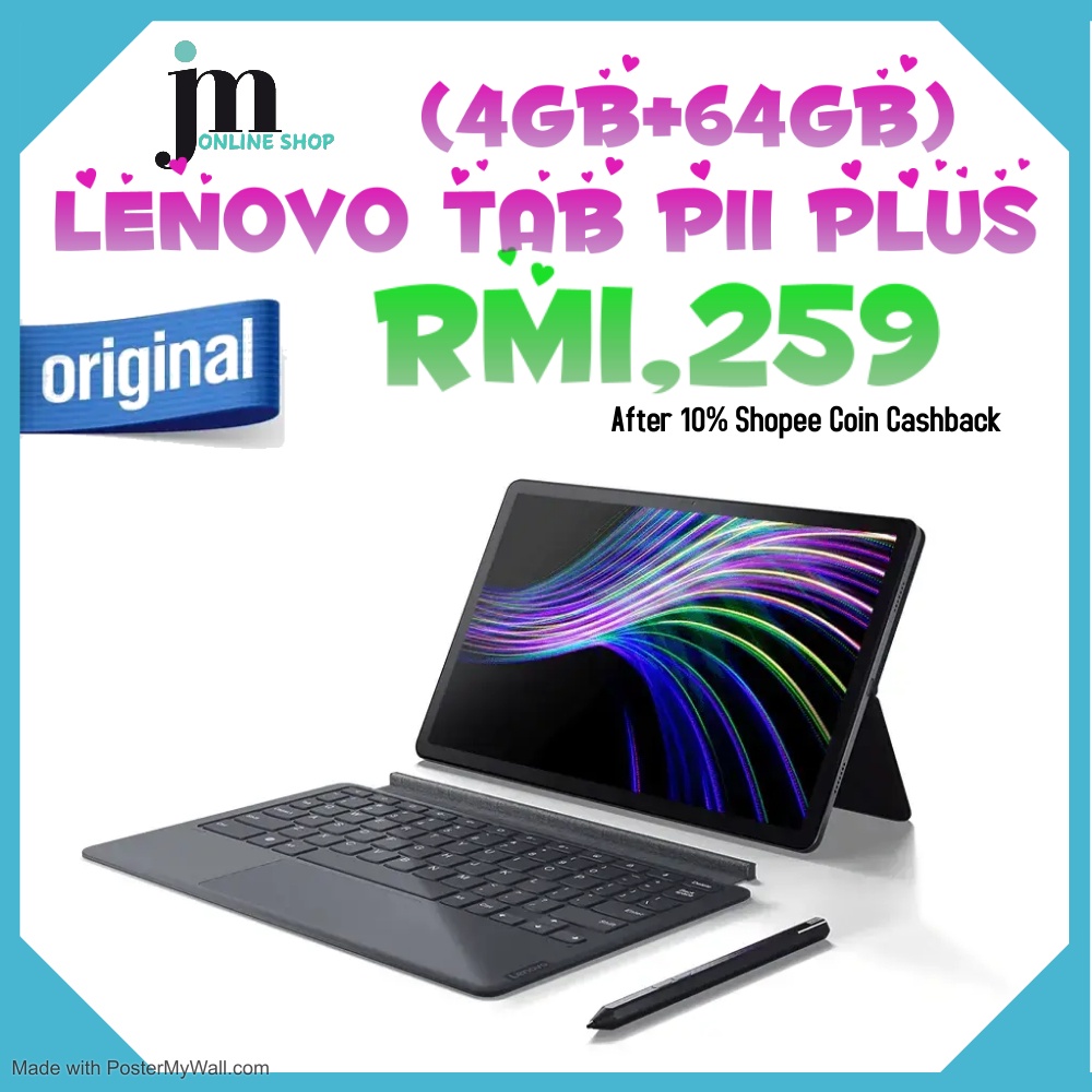 LENOVO TAB P11 PLUS [4GB+64GB] WITH KEYBOARD PACK AND PRECISION PEN 2 100% ORIGINAL MALAYSIA ...
