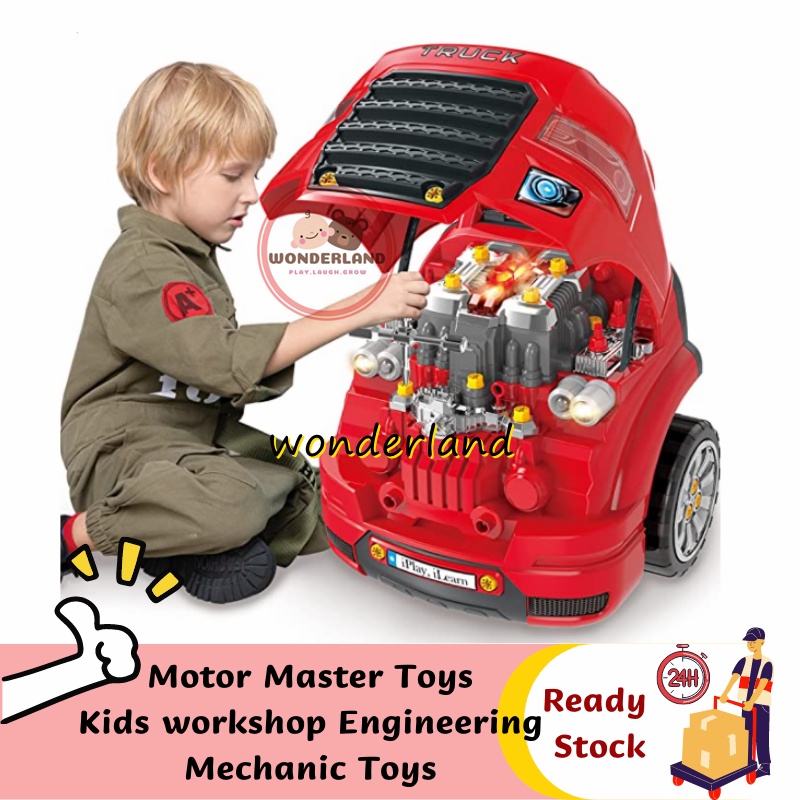 Kids Motor Master Workshop Engineering Mechanic Toys Tool Set Mainan ...